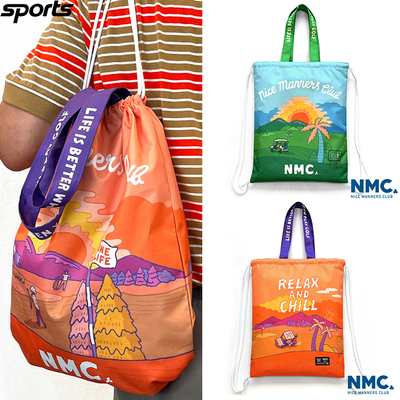 韩国代购NMC高尔夫配饰穿搭24年夏ins潮涂鸦卡通户外运动抽绳球袋