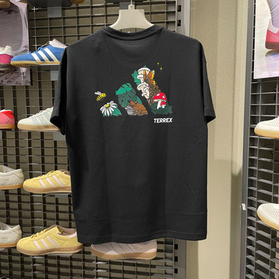 阿迪达斯男女印花半截袖短袖T恤