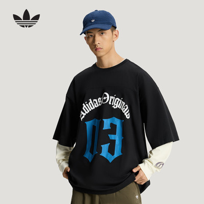 阿迪达斯三叶草男足球风短袖T恤