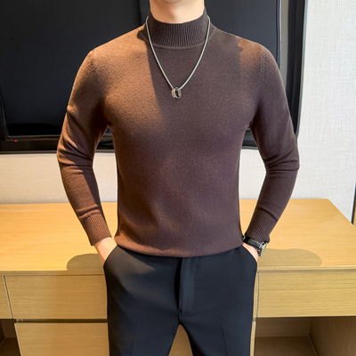 老钱风 莱赛尔 秋冬新款中领毛衣针织衫圆领内搭男MYB1117-P48