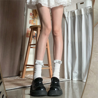 显瘦女薄棉蝴蝶结小腿袜