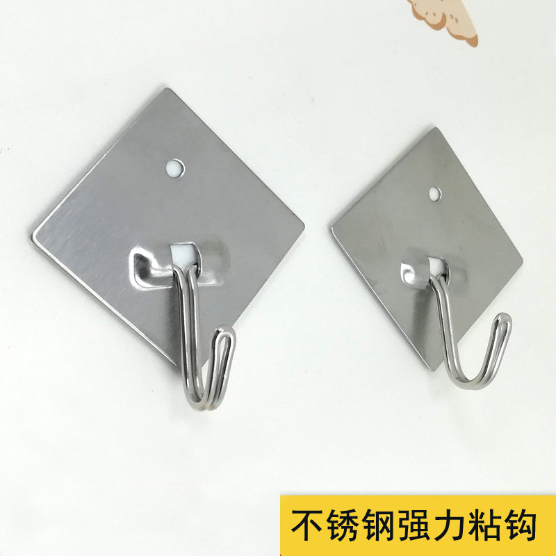 304不锈钢强力粘胶挂钩家用不粘钩承重粘贴墙壁挂式免打孔自粘门