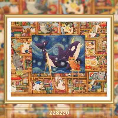 【ZZ8220-绘画猫咪架子】十字绣2026年新款客厅餐厅简单简约油画