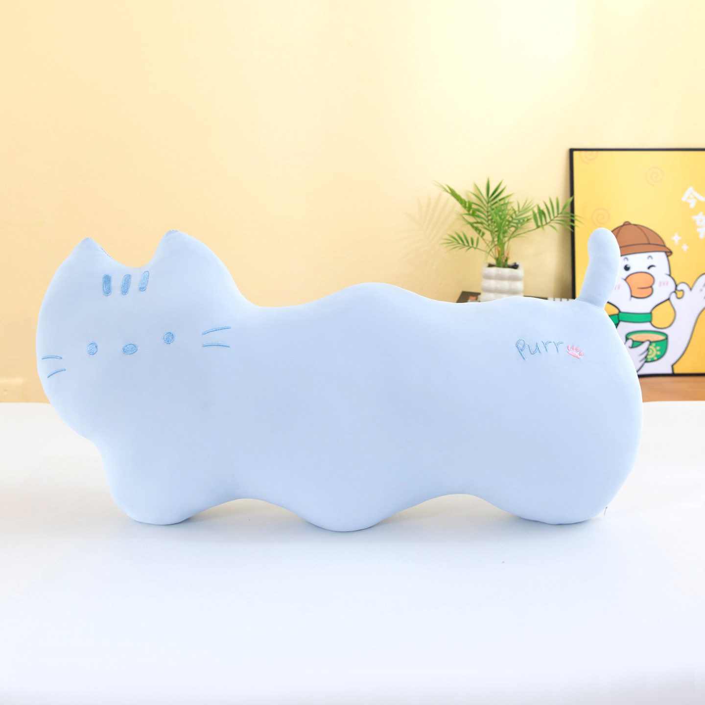 猫咪玩偶抱枕女生睡觉毛绒玩具公仔冰丝抱睡长条夹腿大布娃娃床上