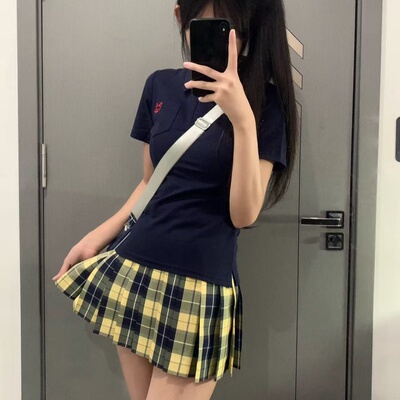 美式复古学院风jk格裙百褶裙