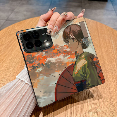 适用小米Mixfold4手机壳Mixfold3翻盖皮套Mixfold2仿皮22o61218C插画商务彩绘保护套新款时尚防摔个性创意潮