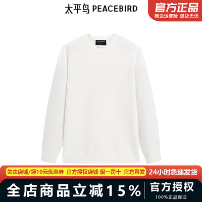 【商场同款】太平鸟男装纯色肌理毛衣春新款刺绣针织衫B1EBF1444