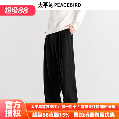 【商场同款】太平鸟男装直筒休闲裤25秋新款斯文阔腿裤B1GBF3332