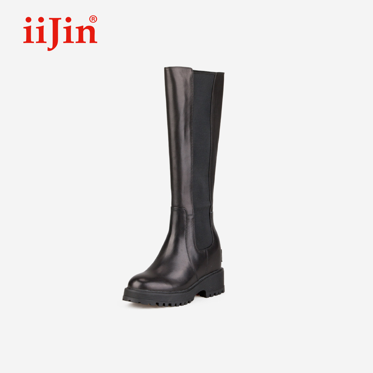 【明星同款】iiJin艾今经典10cm厚底内增高切尔西长筒靴女566ZQE