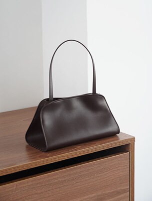 Row系Peggy手提包头层牛皮单肩包腋下包真皮女包 马鞍皮极简设计