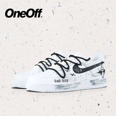 【定制球鞋】NikeAirForce1空军一号失落玩偶暗黑风板鞋男女黑色