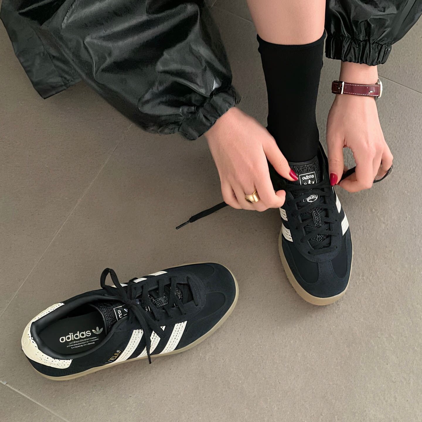 Adidas阿迪达斯正品三叶草男女2026新款学院风休闲黑色德训鞋复古
