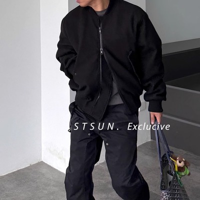 STS秋冬毛呢棒球服外套