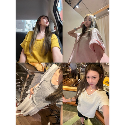 skibyTannin卷边口袋tee