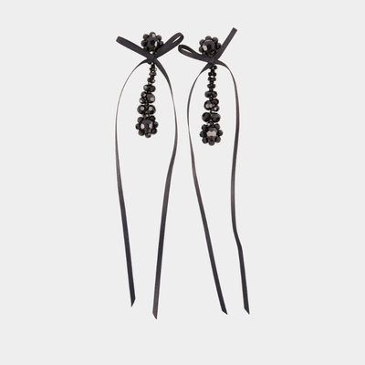 Simone Rocha 维多利亚风格水滴耳环 - 合成材料 - 黑色