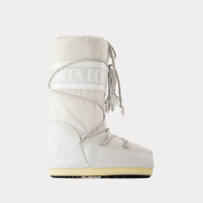 Moon Boot Icon 灰色合成材质靴子 男女同款高帮雪地靴