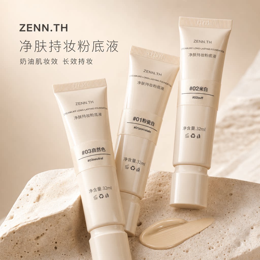 zenn.th无瑕粉底液净肤奶酪油皮持妆zennth遮瑕膏持久zenn干皮女