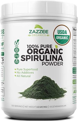 Zazzee USDA Organic Spirulina Powder 2.2 Pounds (1 KG), 303