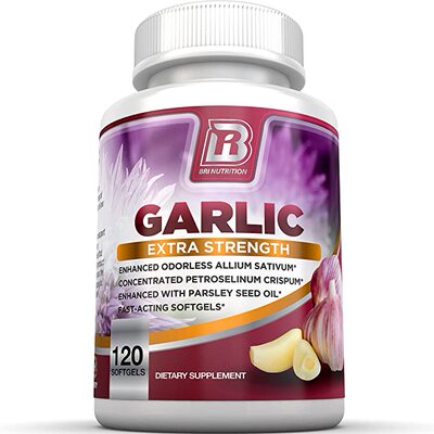美国代购BRI Nutrition Odorless Garlic 120 Softgels 1000