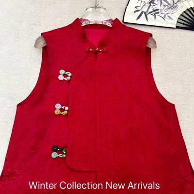 布谷-26年早春国风高级重工盘扣提花马甲ys-3466