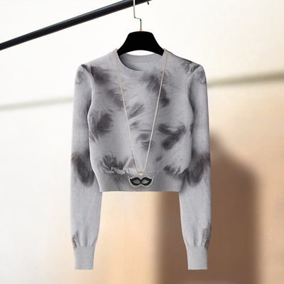 高腰复古擦色做旧脏脏衫