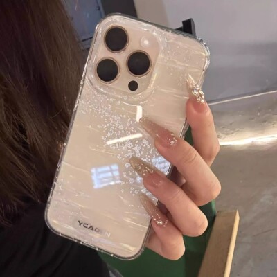 沙漠金贝壳纹渐变镭射闪粉手机壳