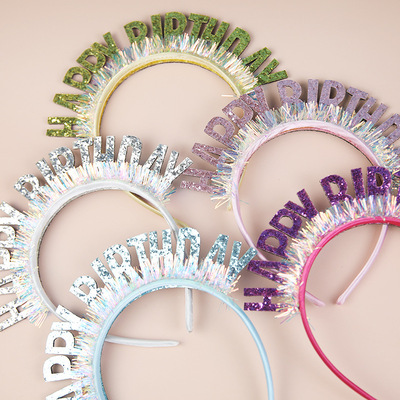 生日发箍HAPPYBIRTHDAY亮片闪字