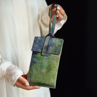 香云纱三层手腕手提手机随身包