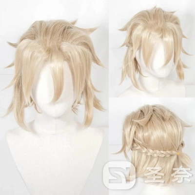 【圣奈】 阿贝多 原神 造型款cosplay假发 麻花辫半扎 重量：240g