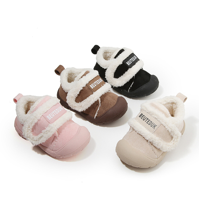 男童雪地靴2025冬季加绒防滑女童短靴大棉宝宝防水PU皮面加厚儿童