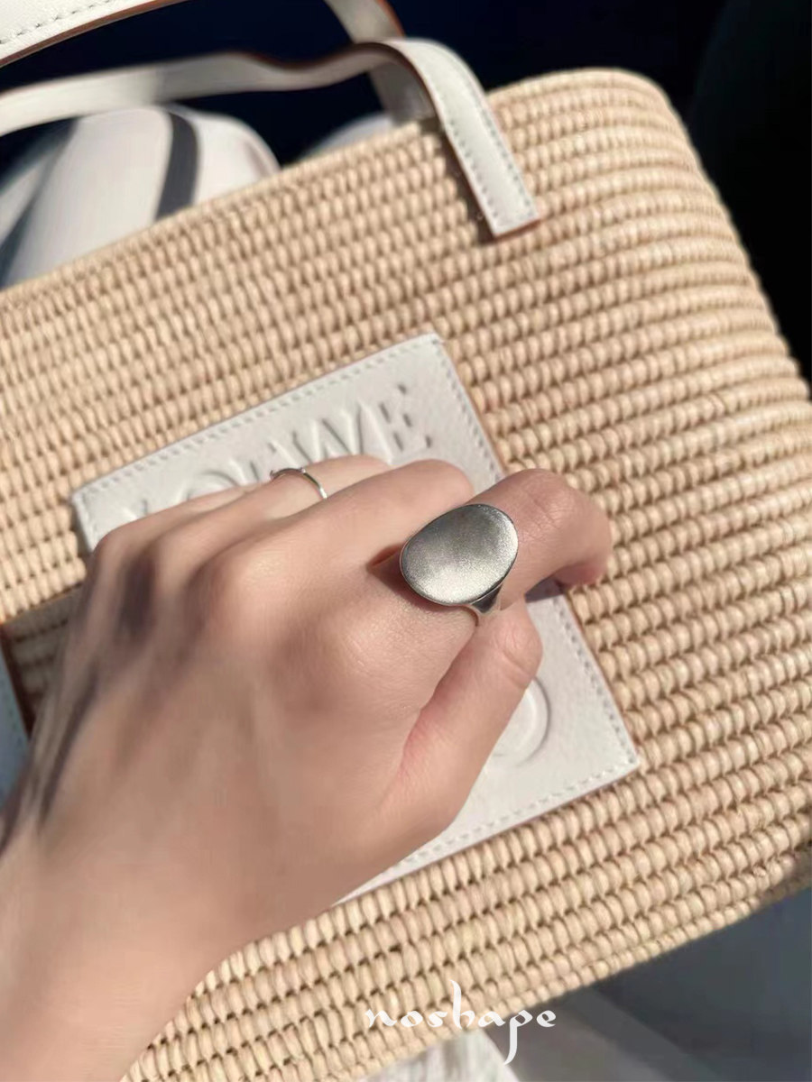 EnSage 925纯银日本椭圆素面盾牌银币戒指指环小众设计师手工_虎窝淘