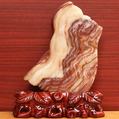 天然石材奇石摆件猪肉石五花肉桌面装饰雕刻石21*38*2cm2278g摆件