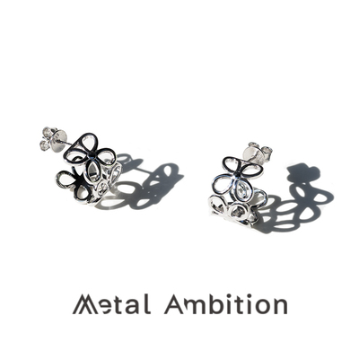 镂空花朵纯银耳环女高级感