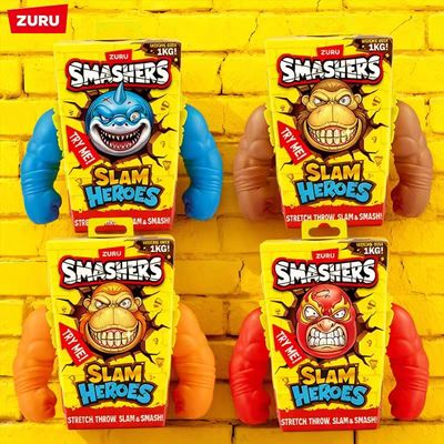 ZURU爆裂小子破坏大王蓝鲨和猛猛侠捏捏拉伸解压发泄橡胶玩具