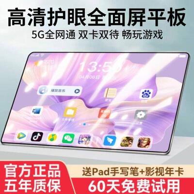 2024新款平板电脑5G游戏画画学生网课可插卡安卓紫本MatePro三888