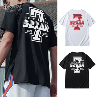 SZXAR签名美式运动T恤男宽松速干跑步健身训练篮球短袖投篮服