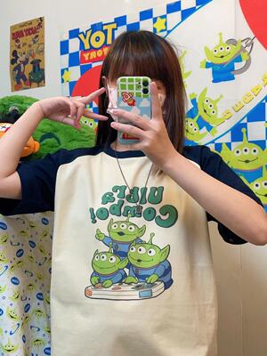 短袖卡通重磅三眼仔印花纯棉男女