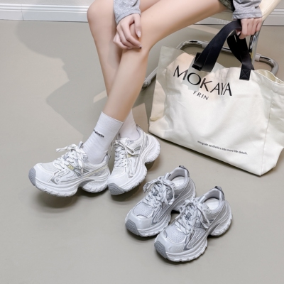 她菲娅2026夏欧货新款真皮老爹鞋女厚底百搭轻便运动休闲鞋19270