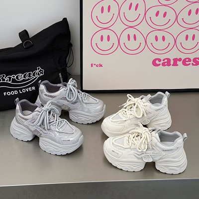 她菲娅2026夏新款欧货真皮老爹鞋女单网透气厚底百搭休闲鞋2761-2