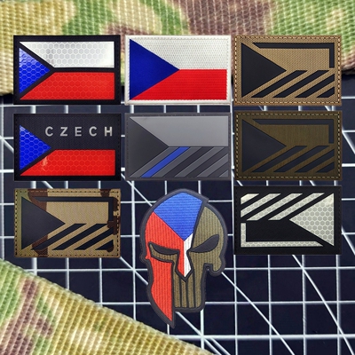 Czech捷克旗帜反光魔术贴徽章 斯巴达惩罚者臂章个性包布贴士气章