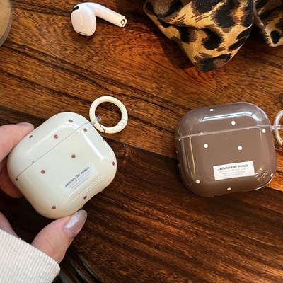 小众ins英文标签波点适用airpods pro保护套airpods4/3/2代苹果无线蓝牙耳机壳