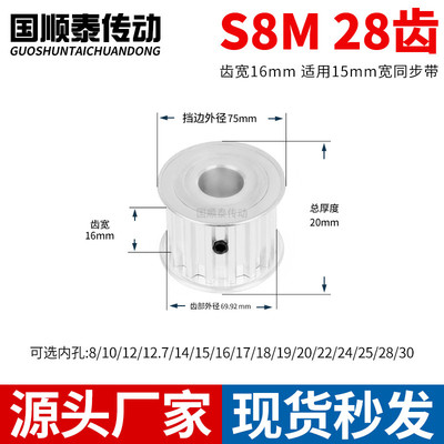 现货同步轮S8M28齿A齿宽16总厚20