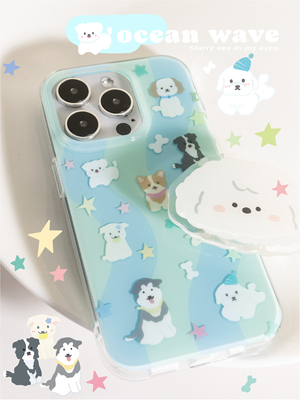 波浪小狗双层iPhone15手机壳