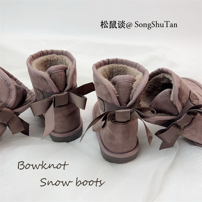 女童蝴蝶结雪地靴公主靴棉靴软底