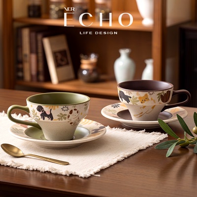 ECHO原创釉下彩陶瓷咖啡杯碟套装
