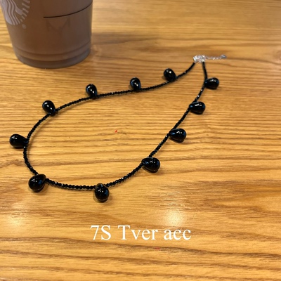 Tveracc 韩代黑玛瑙水滴项链 流苏女小众设计感锁骨链黑暗系