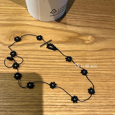 tver Acc韩代黑色哑光编织花脖链 choker 项链锁骨链OT链