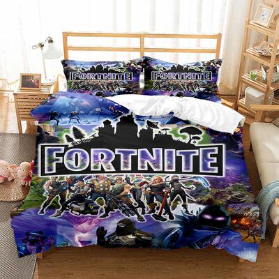 来图定制动漫游戏FORTNITE堡垒之夜床单被套学生宿舍床上三件套