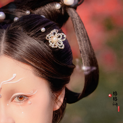 汉服发簪米珠花小花仿故宫u钗