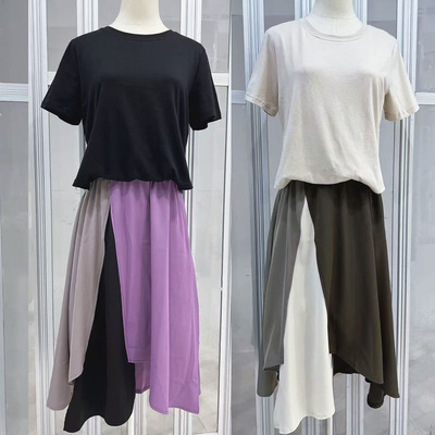 不规则荷叶边a字裙连衣裙